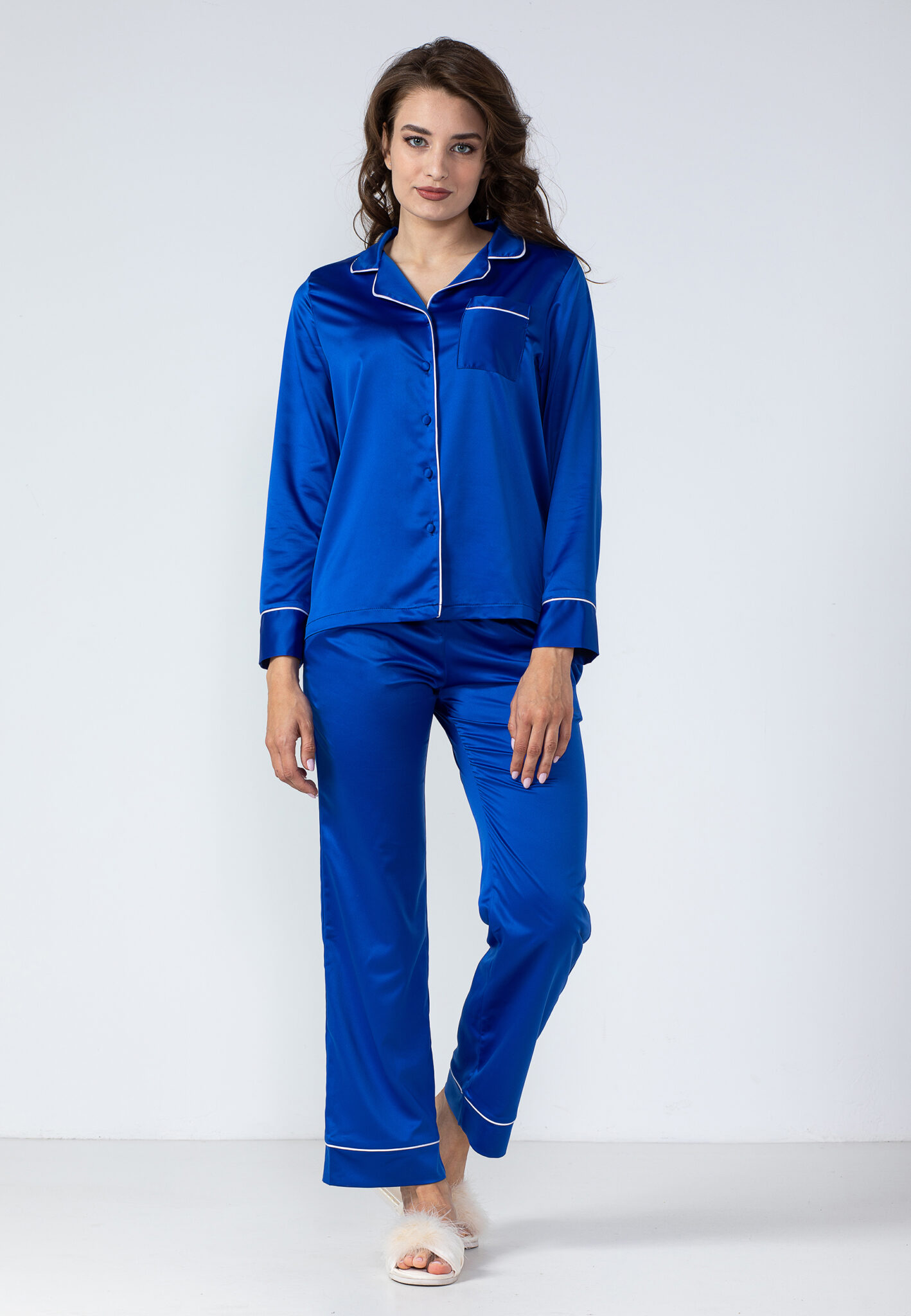 Pijama din satin Coco Deep Blue - En Privé - Pijamale de dama premium ...