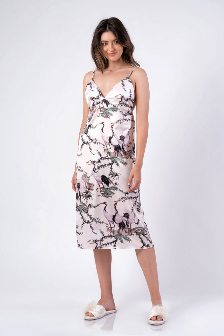 Rochie-furou din satin Luna Heron Oasis - En Privé - Pijamale de dama ...